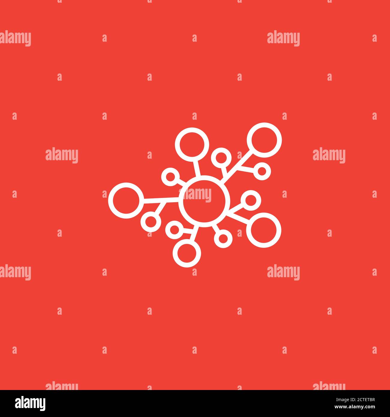 Chemical Bond Line Icon On Red Background. Red Flat Style Vector ...