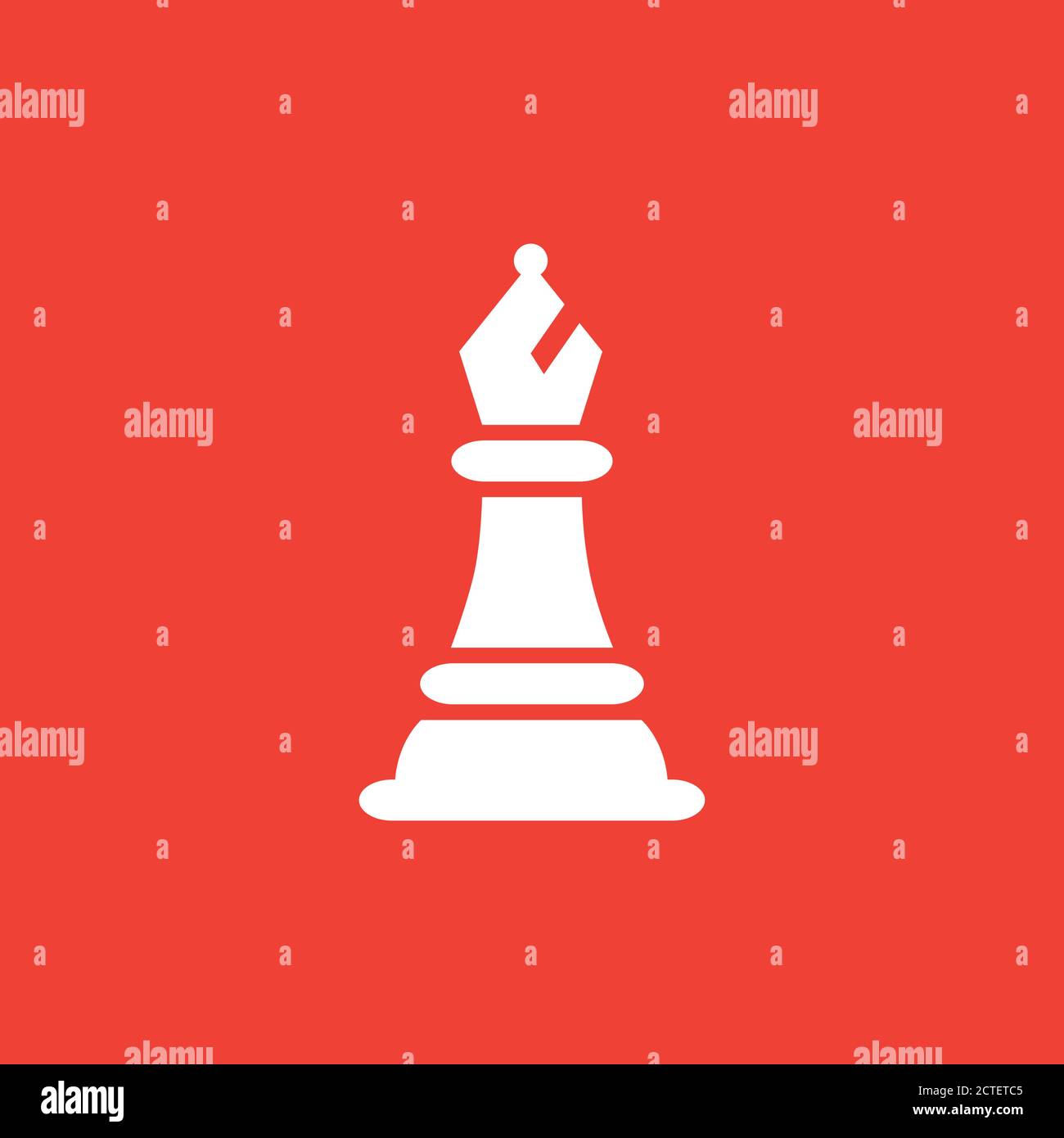 Chess Bishop Icon On Red Background. Red Flat Style Vector Illustration ...
