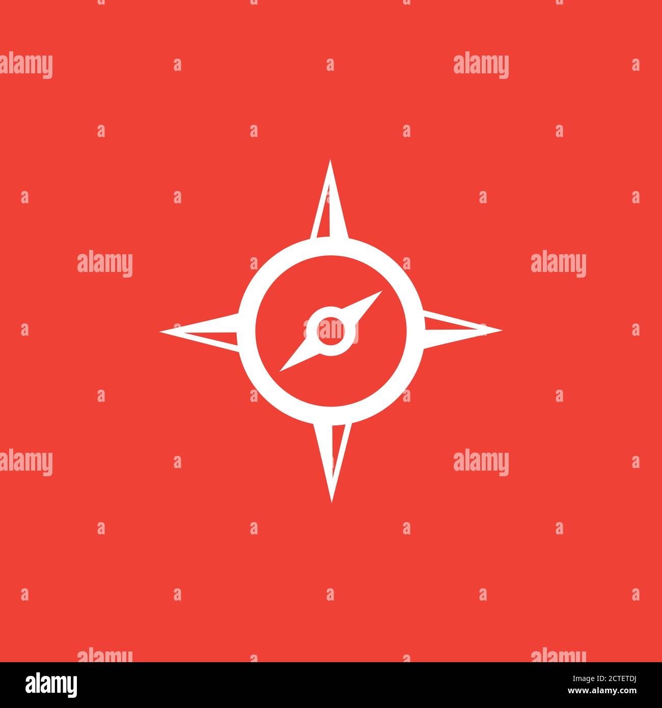 Compass Icon On Red Background. Red Flat Style Vector Illustration ...