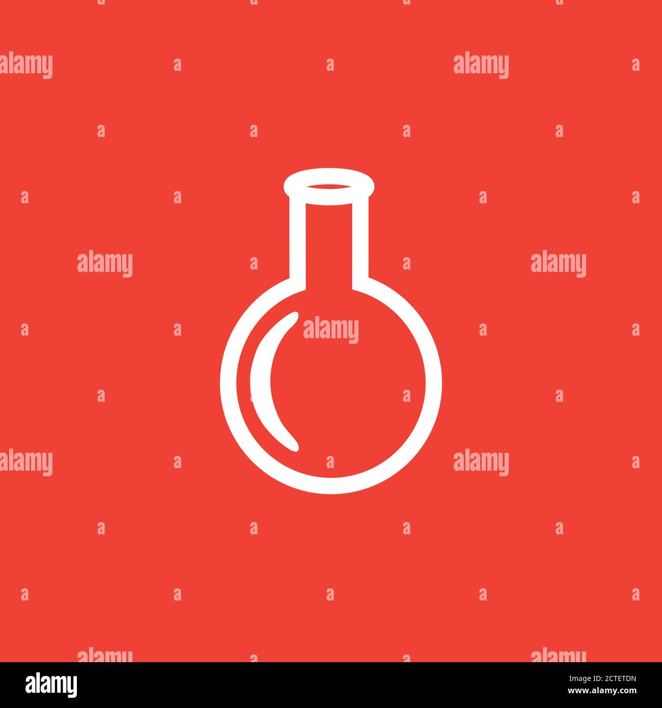 Test Tube Icon On Red Background. Red Flat Style Vector Illustration ...