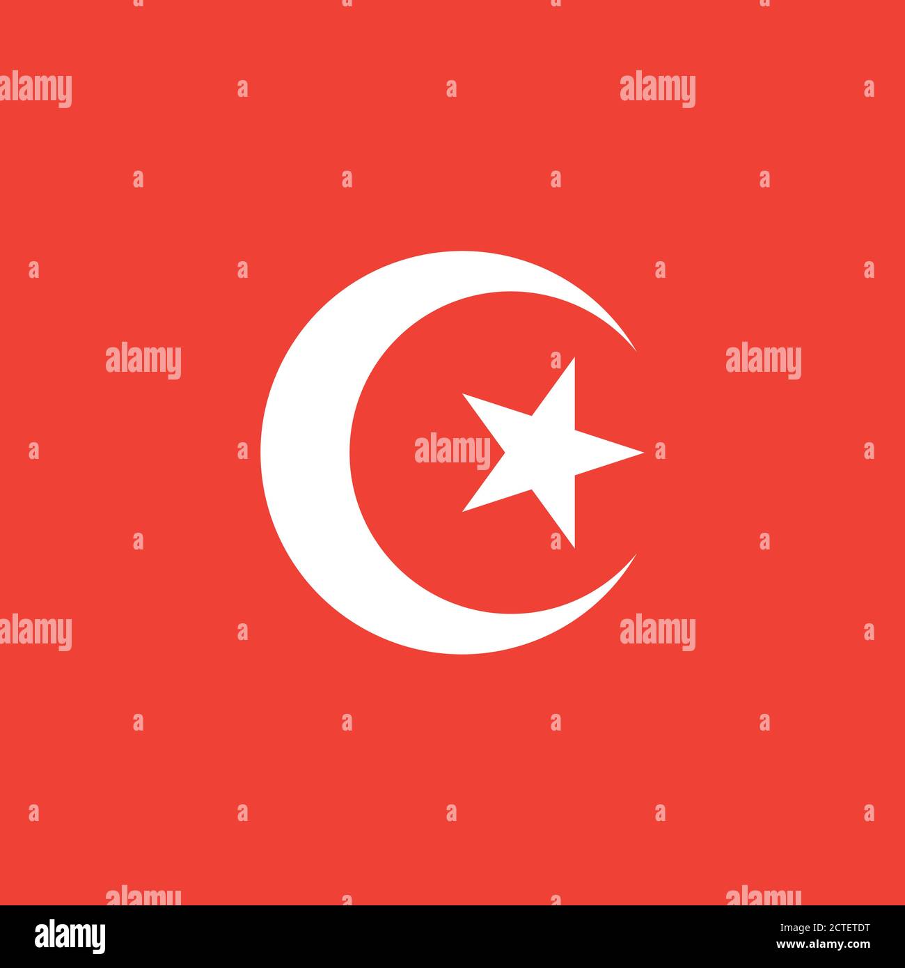 Crescent Icon On Red Background. Red Flat Style Vector Illustration ...