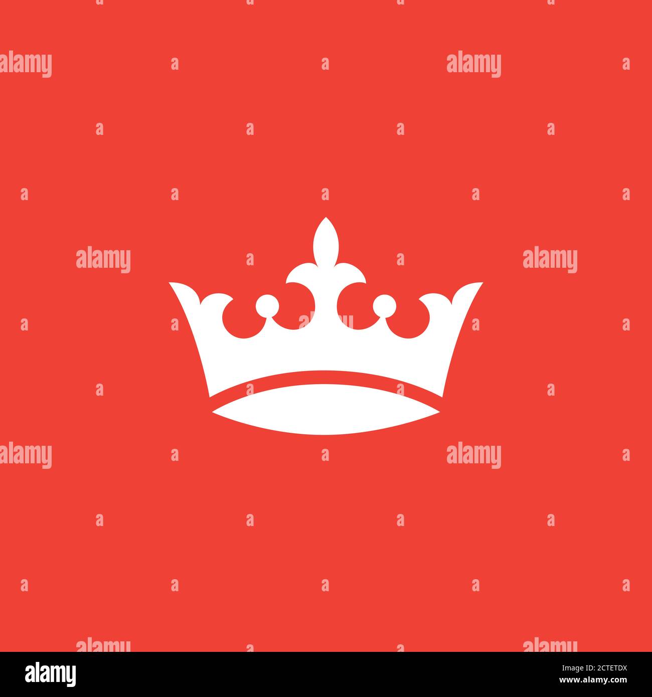 Crown Icon On Red Background. Red Flat Style Vector Illustration Stock ...