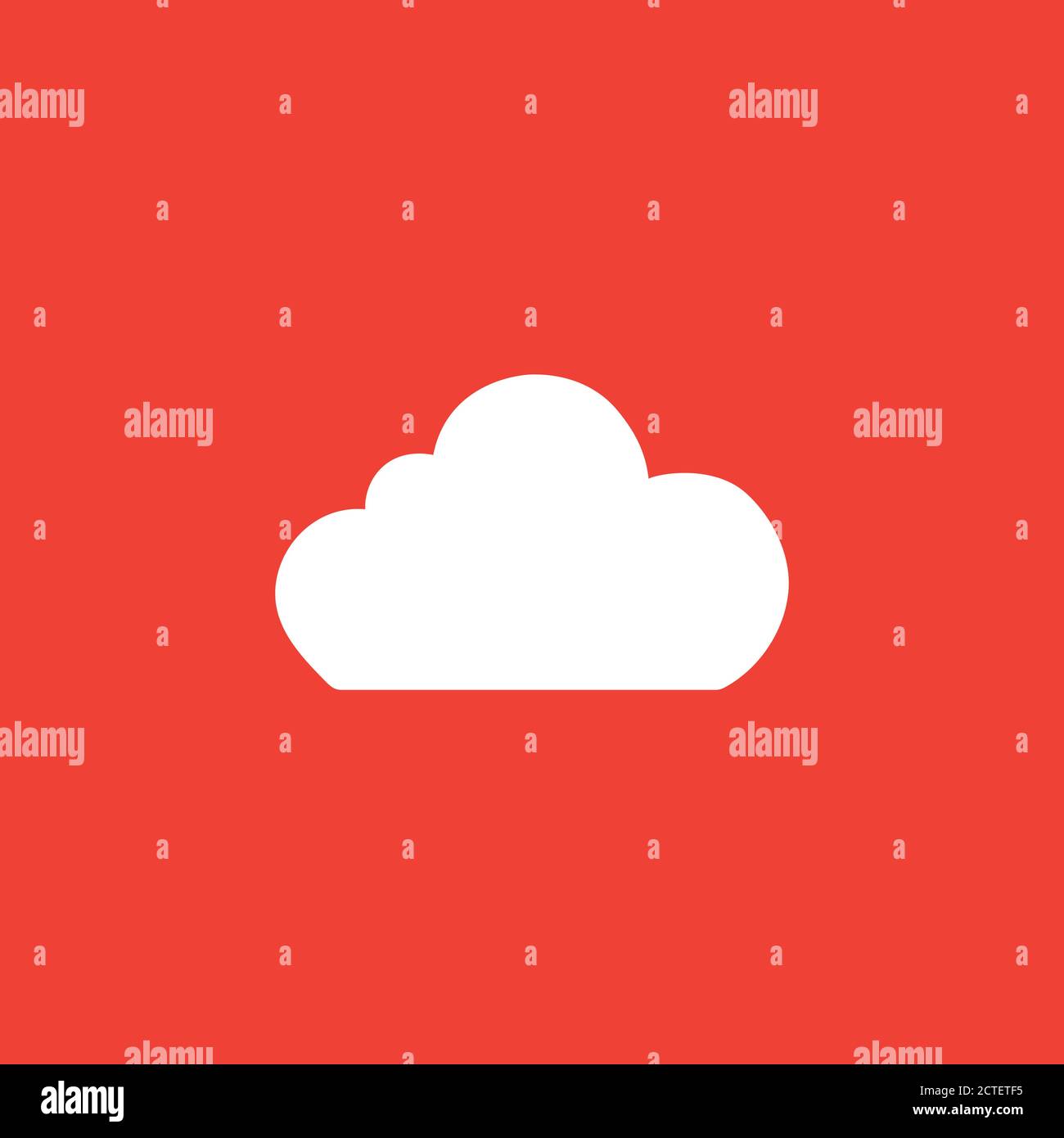 Cloud Icon On Red Background. Red Flat Style Vector Illustration Stock ...