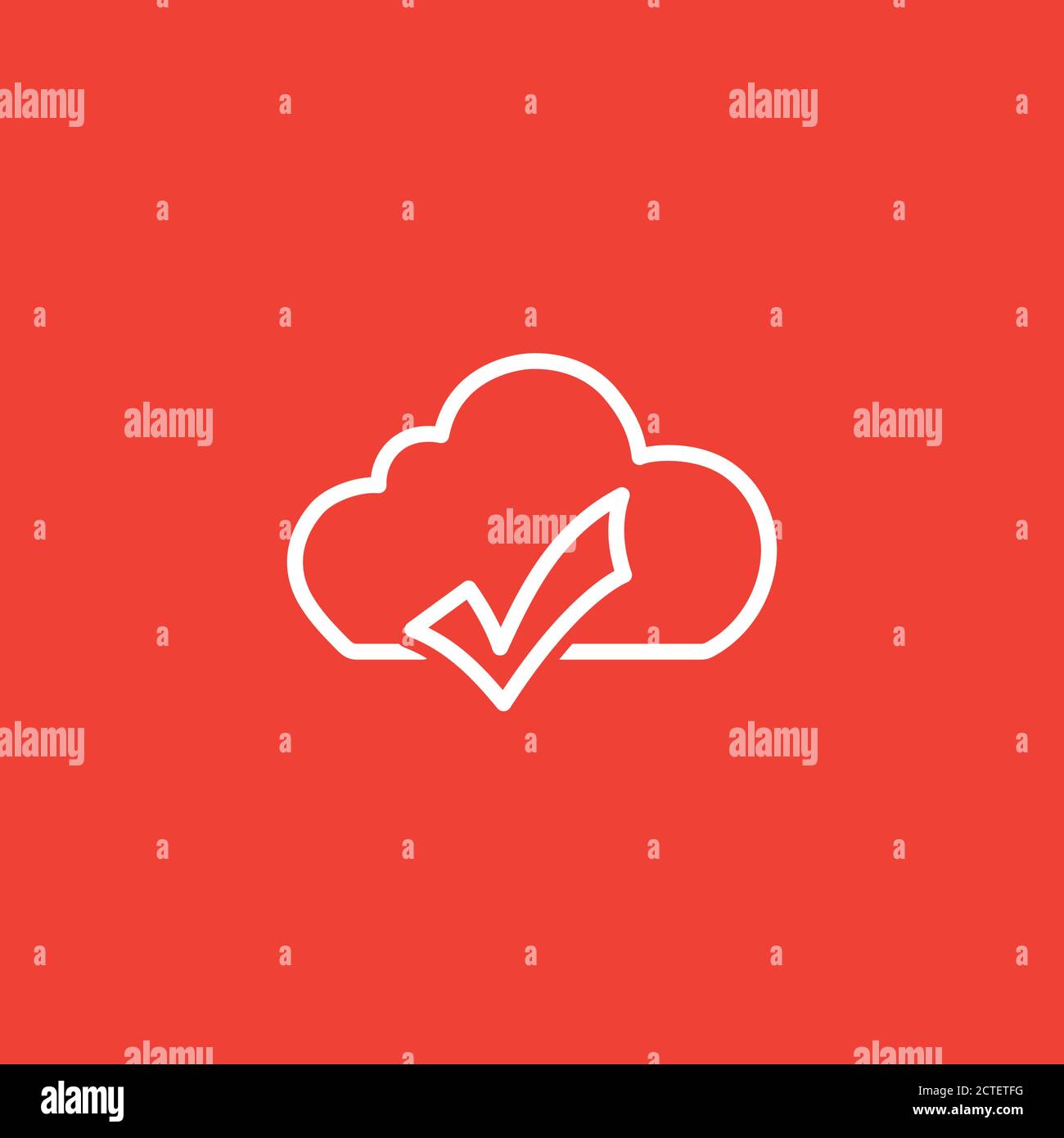 Cloud Right Line Icon On Red Background. Red Flat Style Vector ...