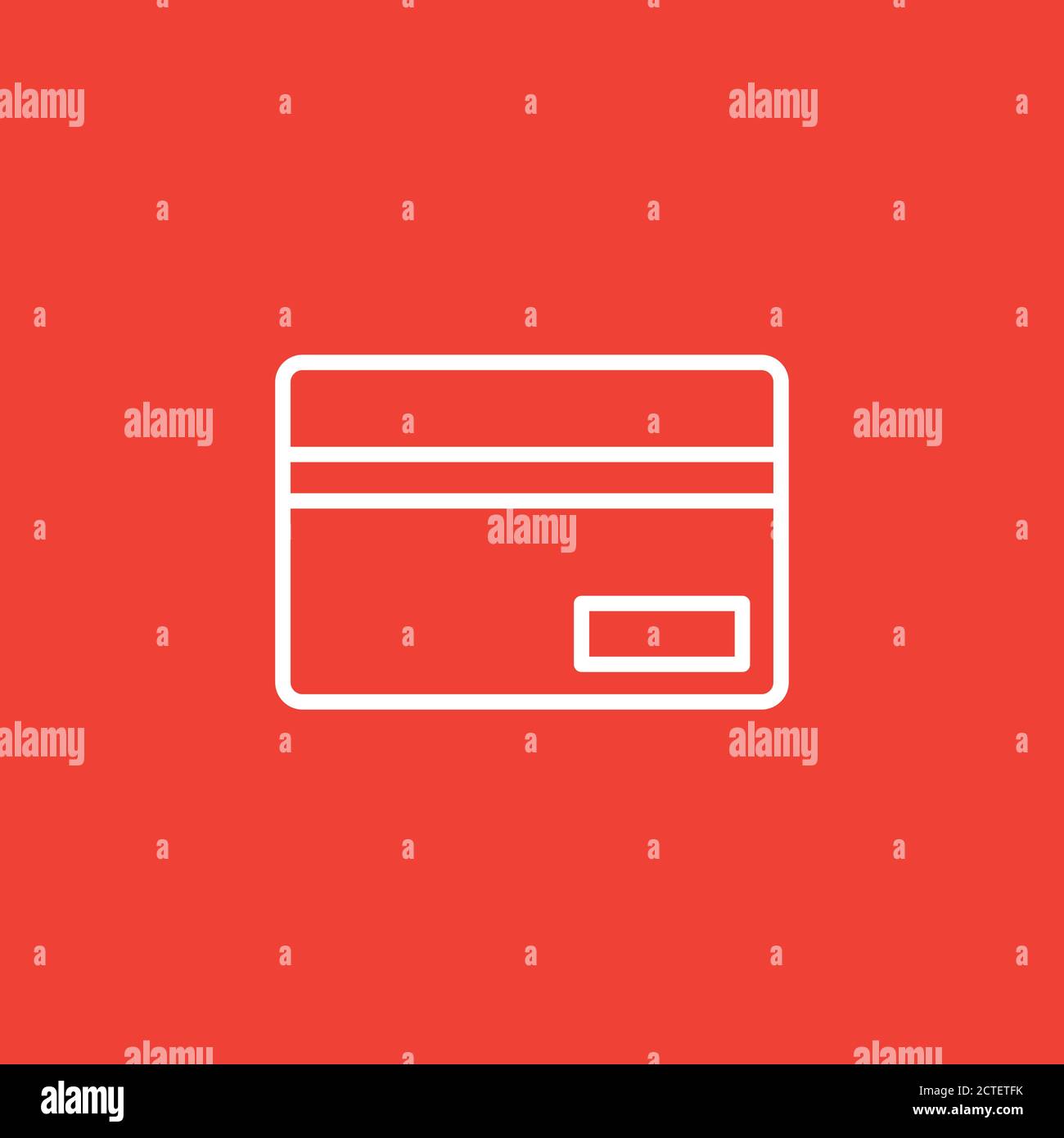 Credit Card Line Icon On Red Background. Red Flat Style Vector ...