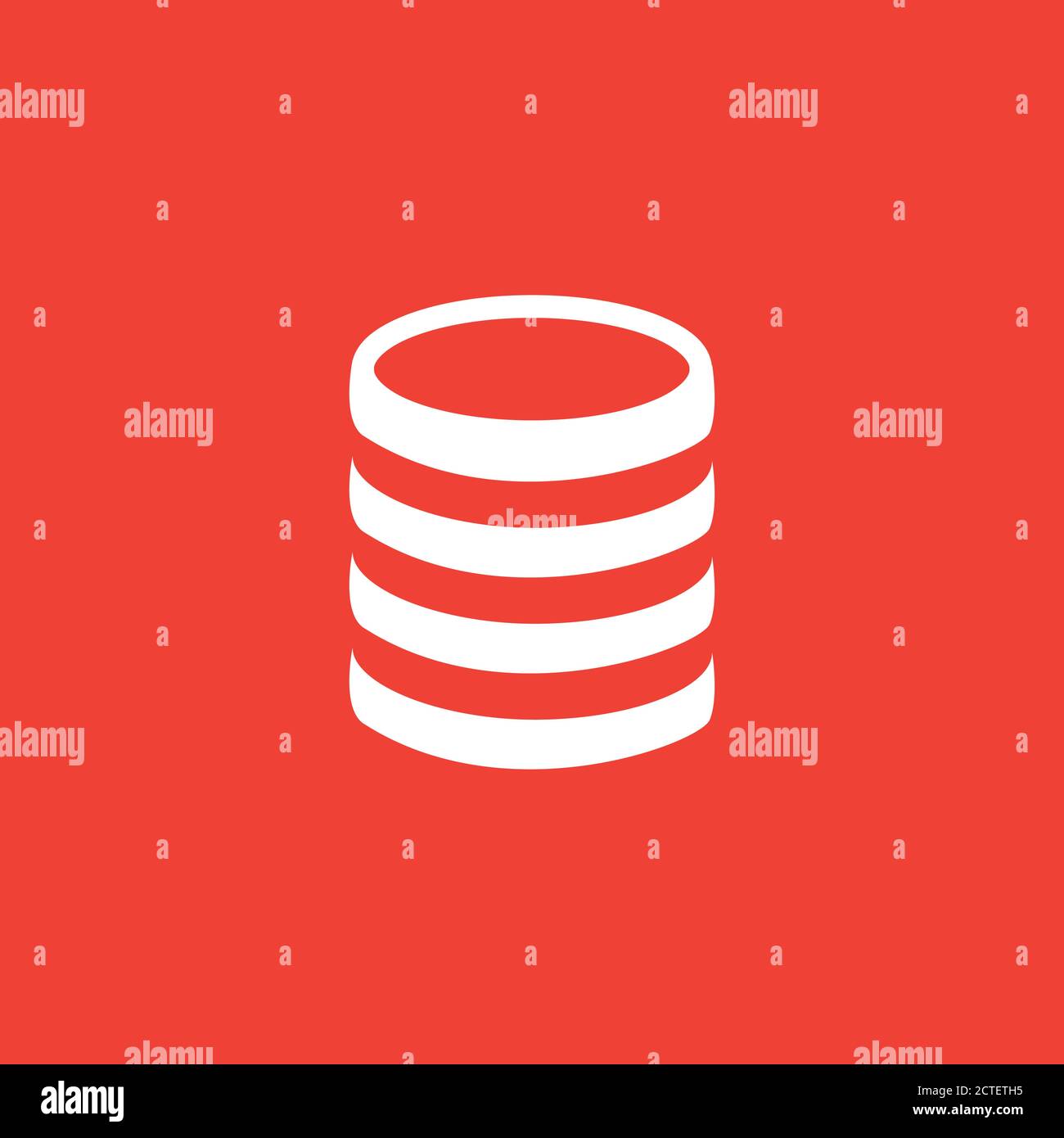 Coin Icon On Red Background. Red Flat Style Vector Illustration Stock ...