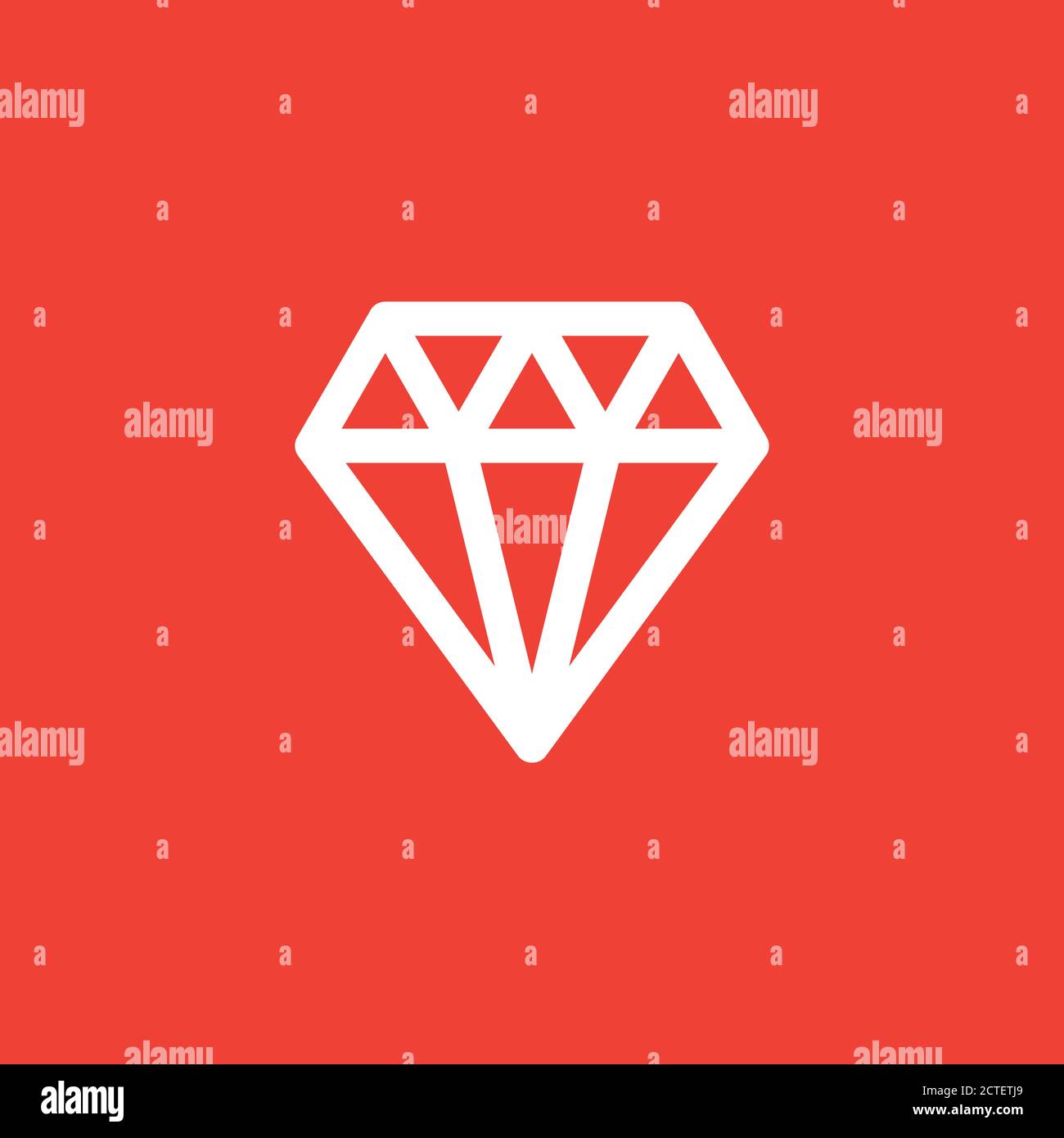 Diamond Icon On Red Background. Red Flat Style Vector Illustration ...