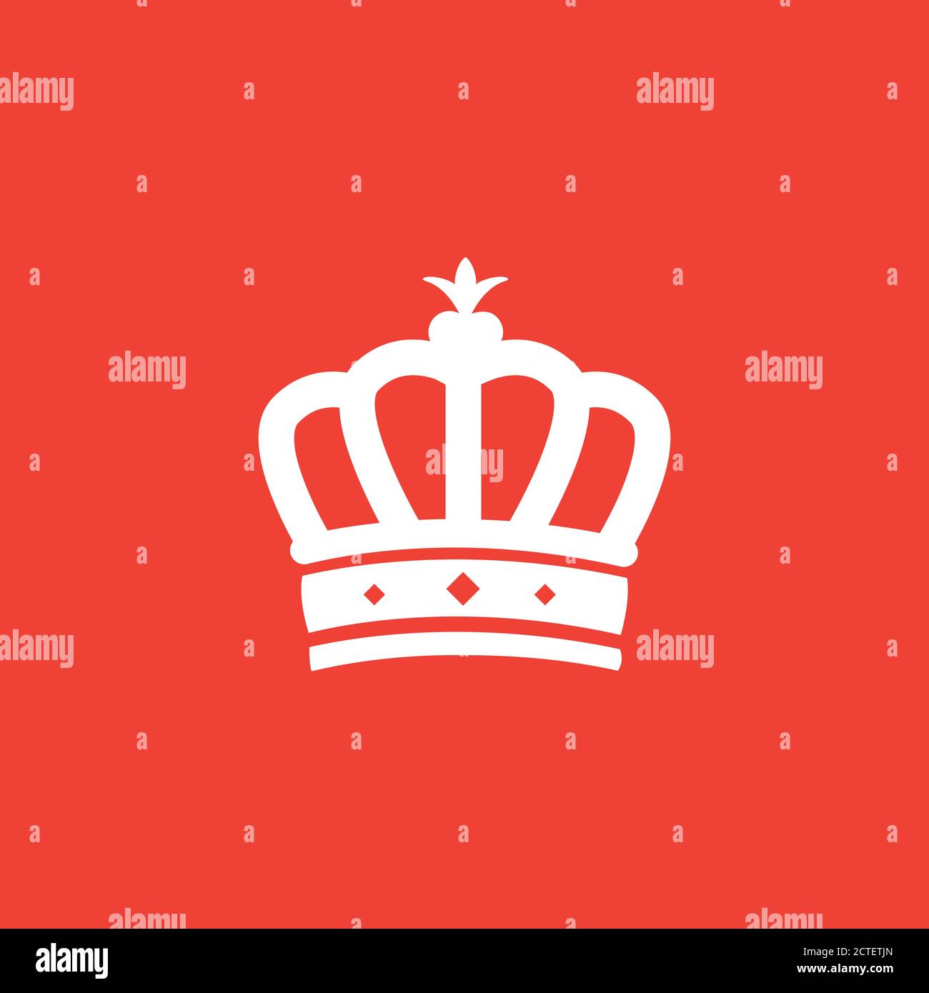 Crown Icon On Red Background. Red Flat Style Vector Illustration Stock ...