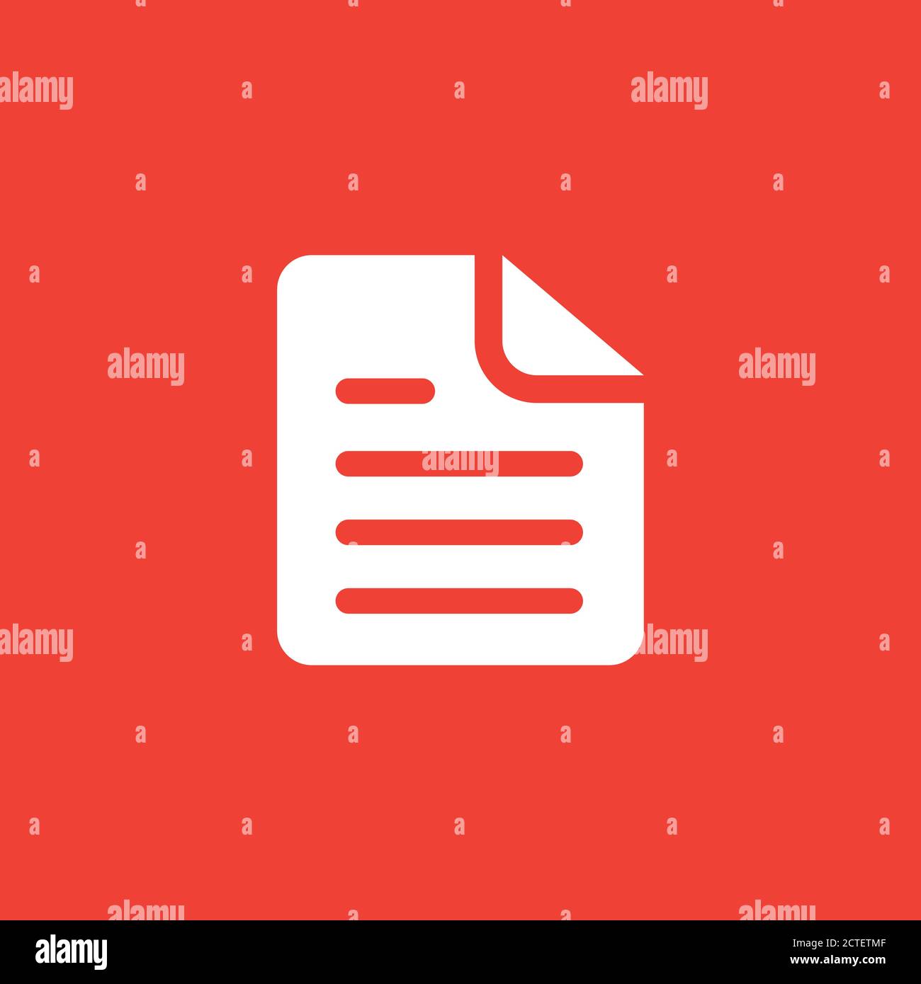 Document Icon On Red Background. Red Flat Style Vector Illustration ...