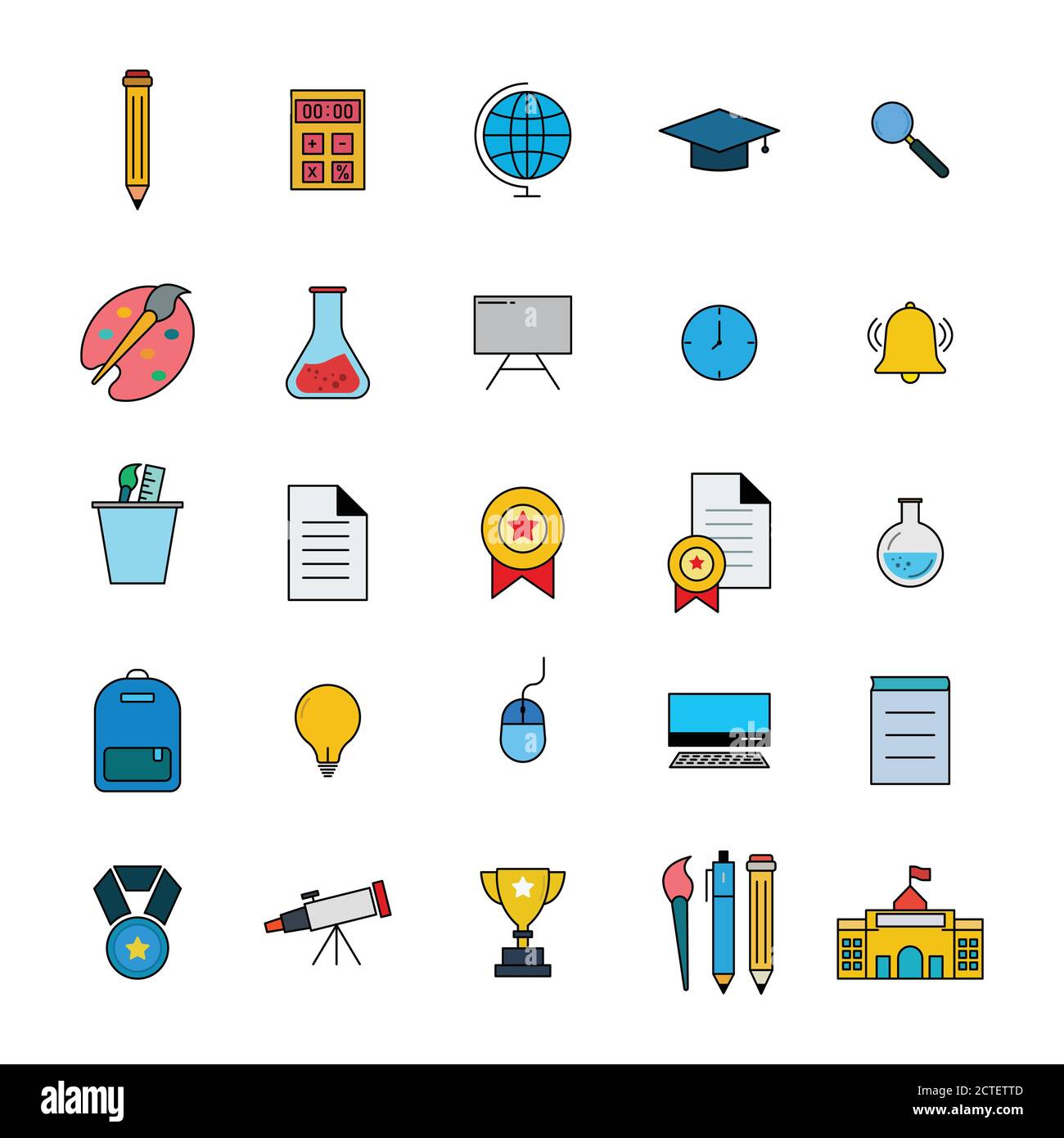 Education flat set icon. Design template vector Stock Vector Image ...