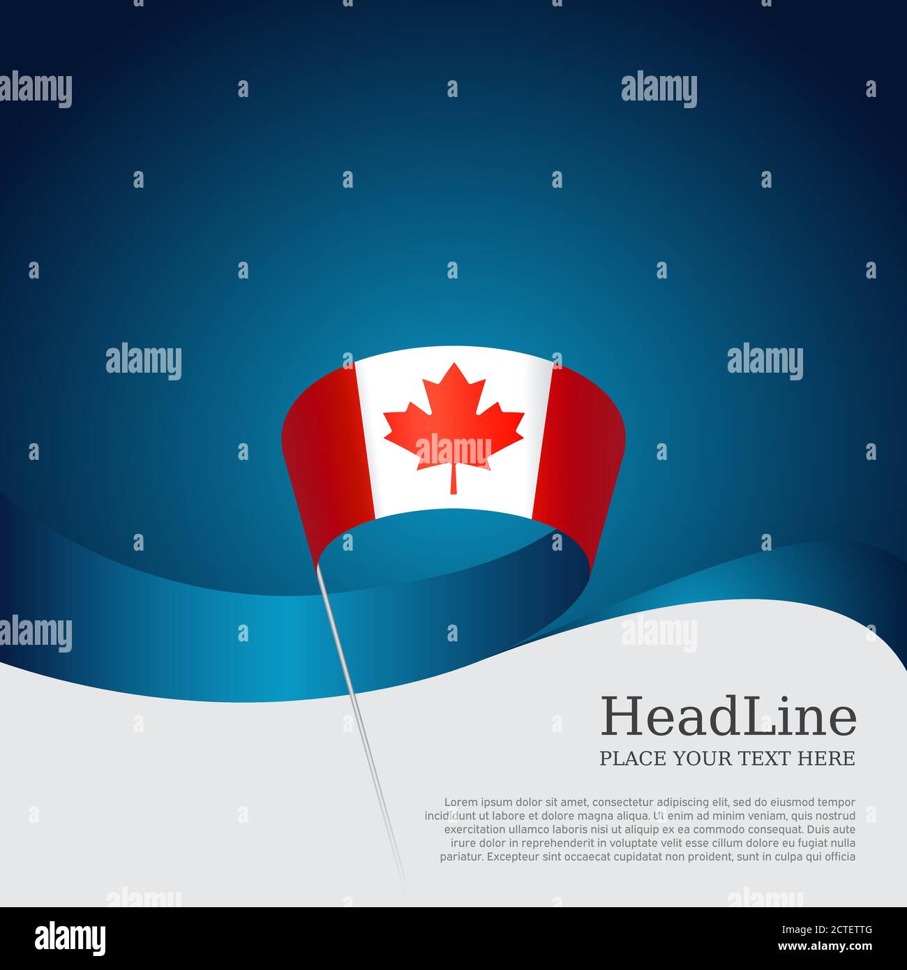 Canada flag background. Canada flag wavy ribbon on blue white ...