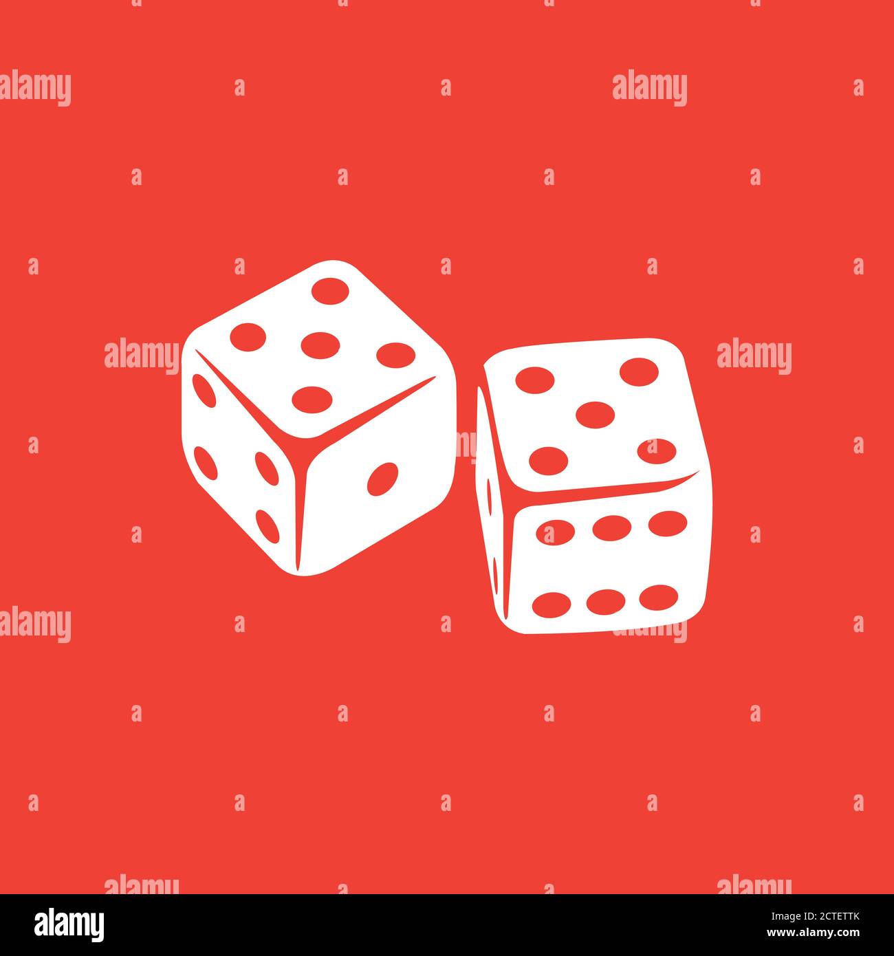 Casino Dice Icon On Red Background. Red Flat Style Vector Illustration ...