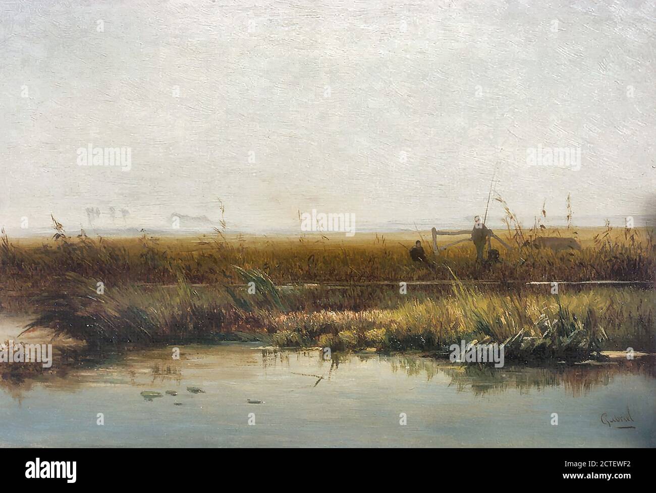 Gabriel Paul Joseph Constantin - Visser in Polderlandschap - Dutch ...