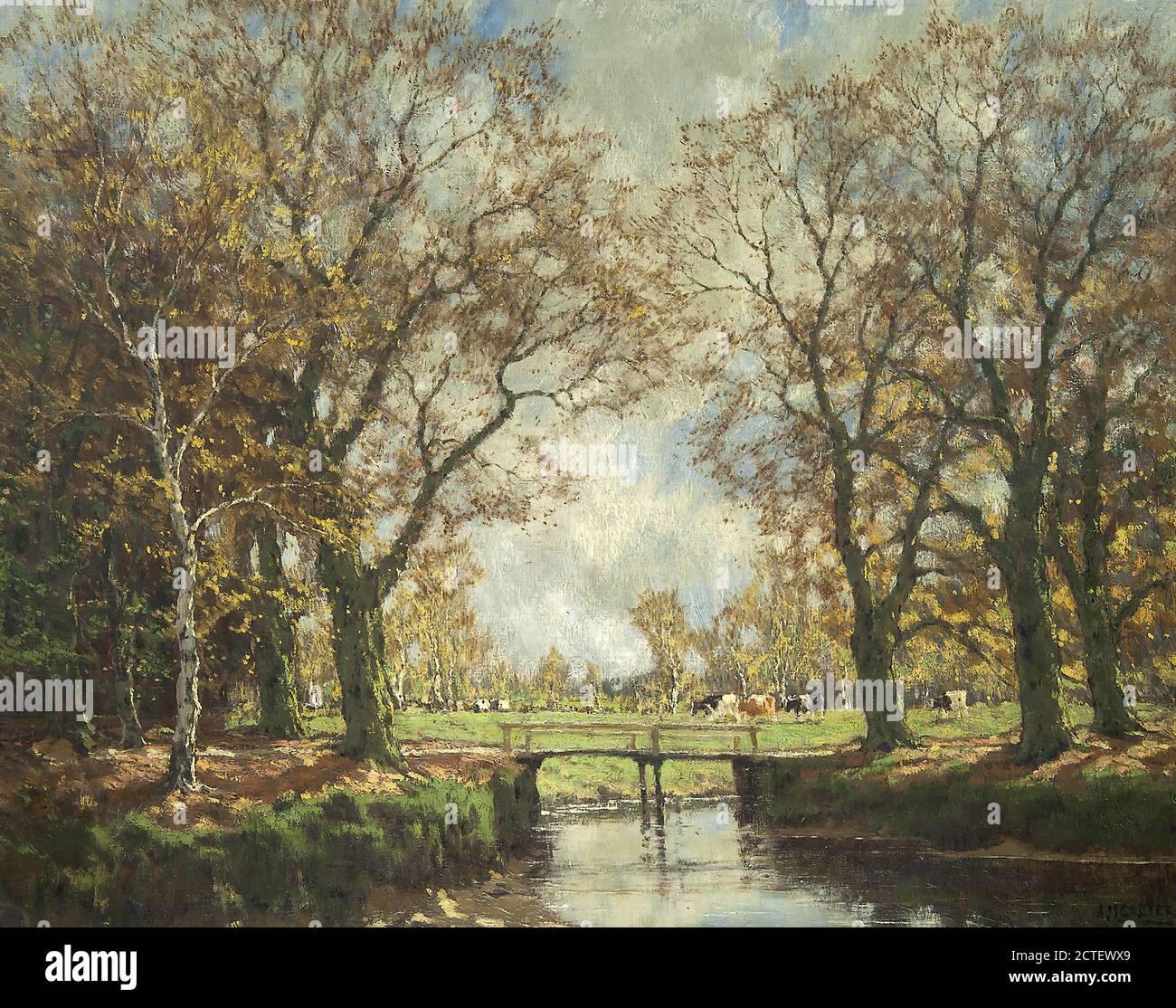 Gorter Arnold Marc - Landschap Met Beek En Koeien - Dutch School - 19th ...