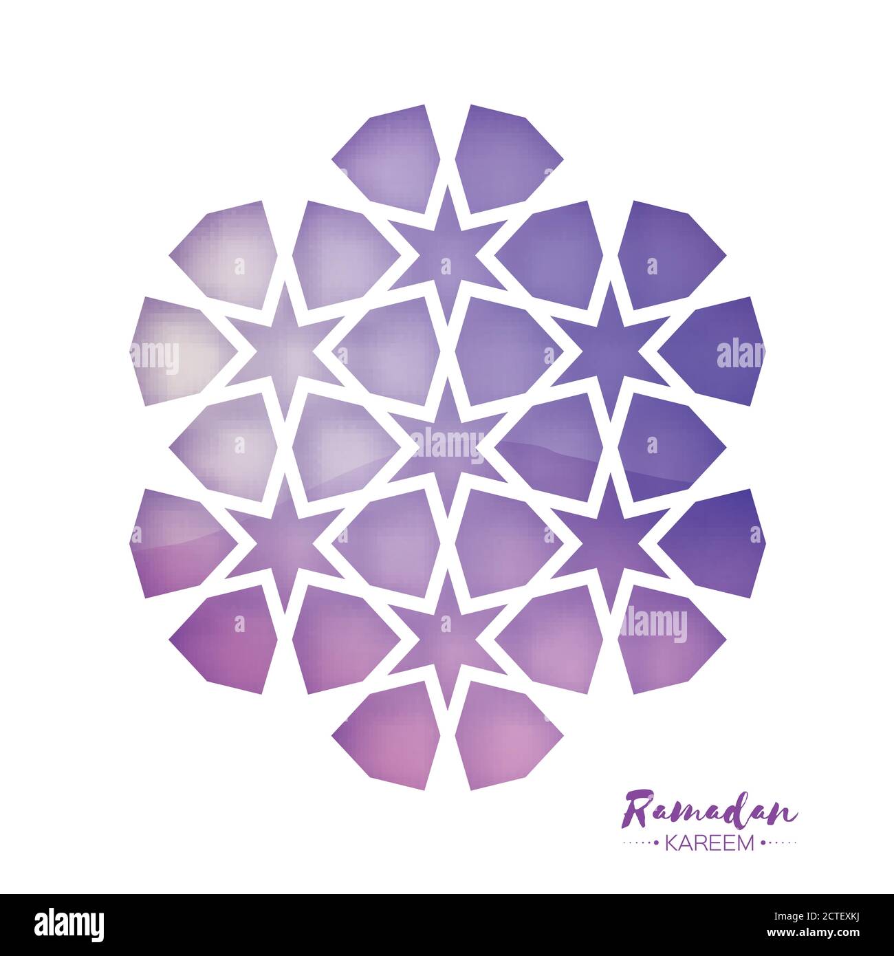 Ramadan Kareem Greeting card . Purple Origami Arabesque Mosque Window ...