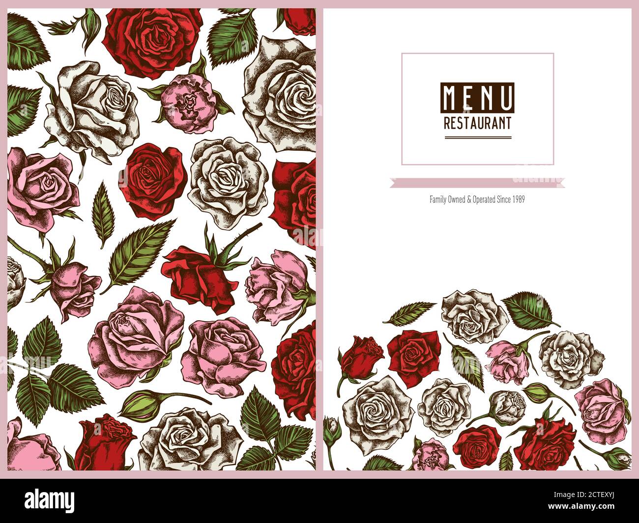 Menu cover floral design with colored roses Stock Vector Image & Art ...