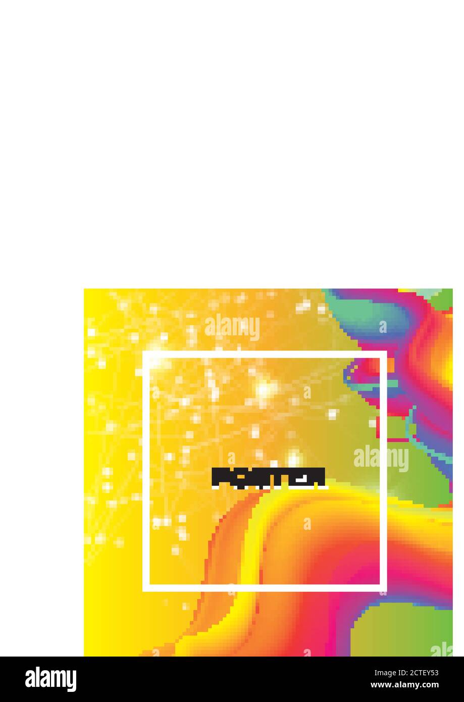 Poster. Colorful Wave smoke shapes with square frame. Space for text ...