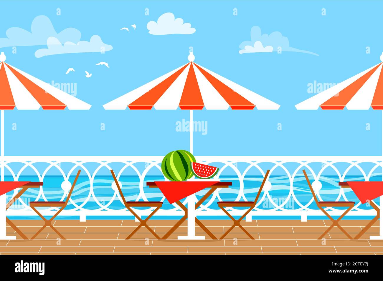 View summer terrace cafe Stock Vector Images - Alamy