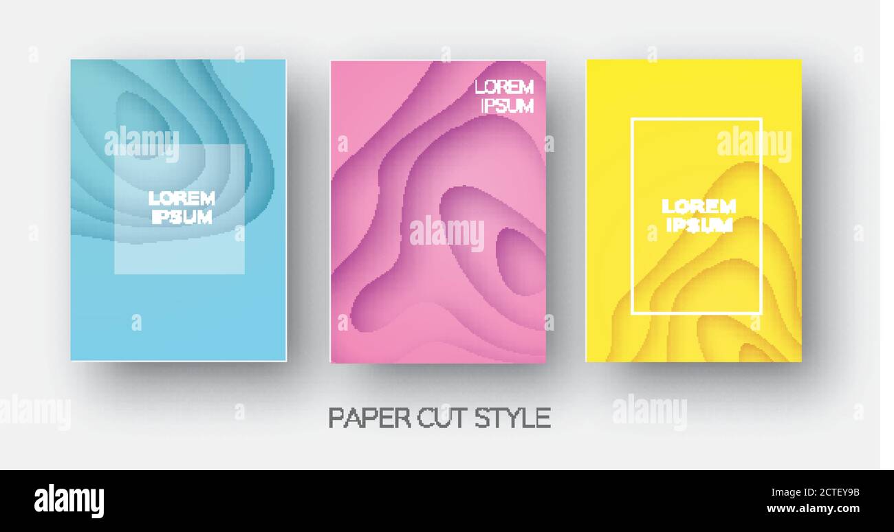 Paper Cut Wave Shapes. Layered curve Origami design for business ...