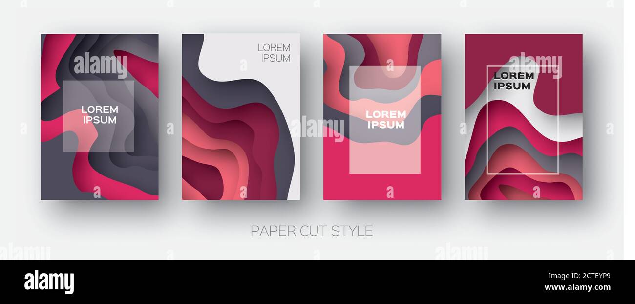 Paper Cut Wave Shapes. Layered curve Origami design for business ...