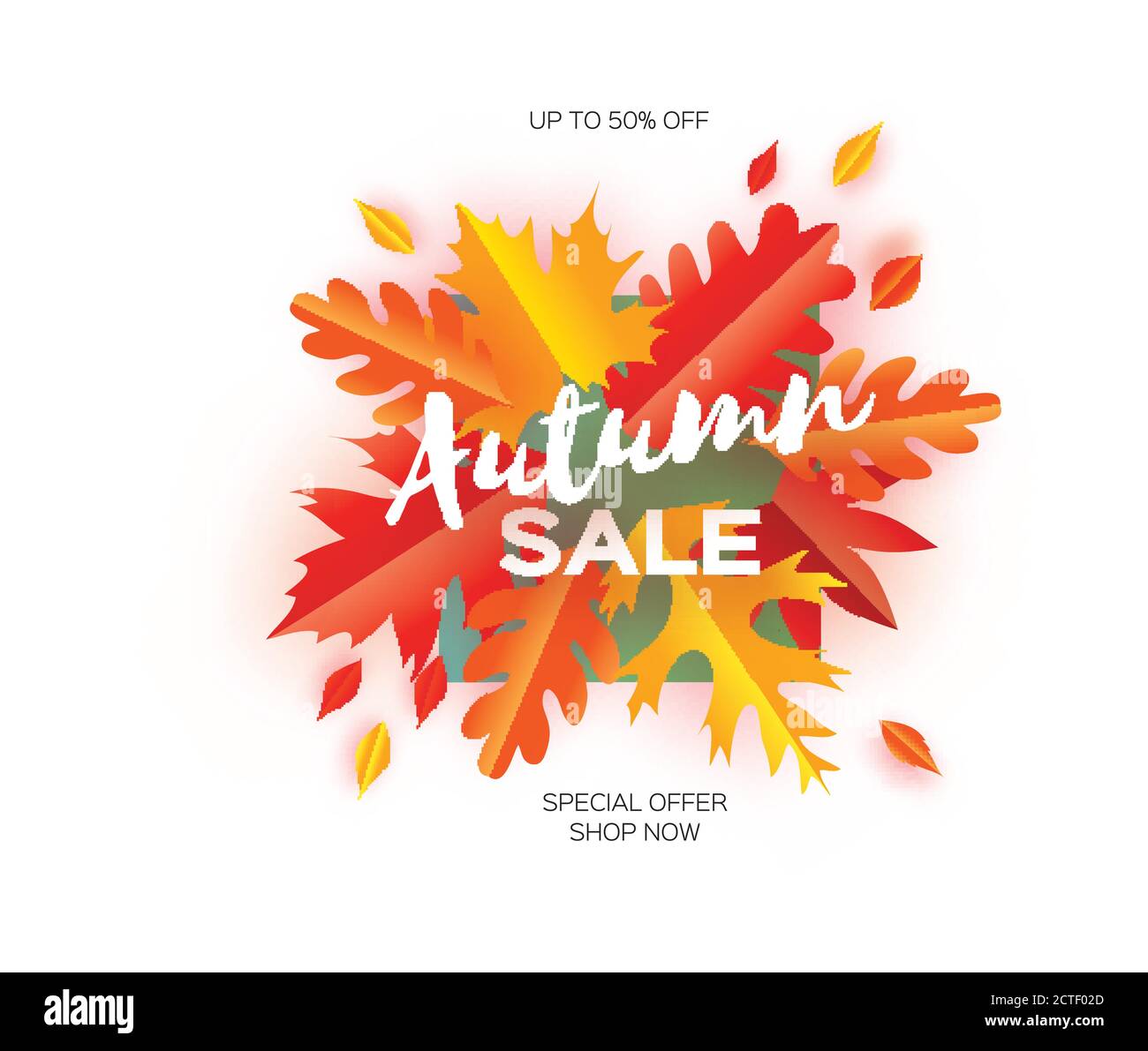 Beautiful Autumn paper cut leaves. Sale. September flyer template ...