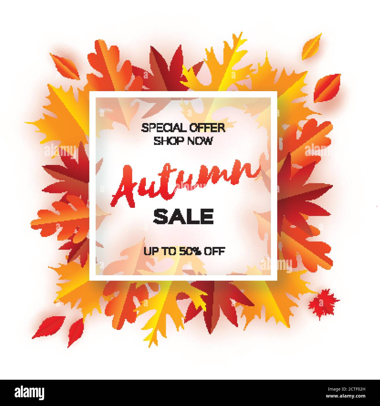 Beautiful Autumn paper cut leaves. Sale. September flyer template ...