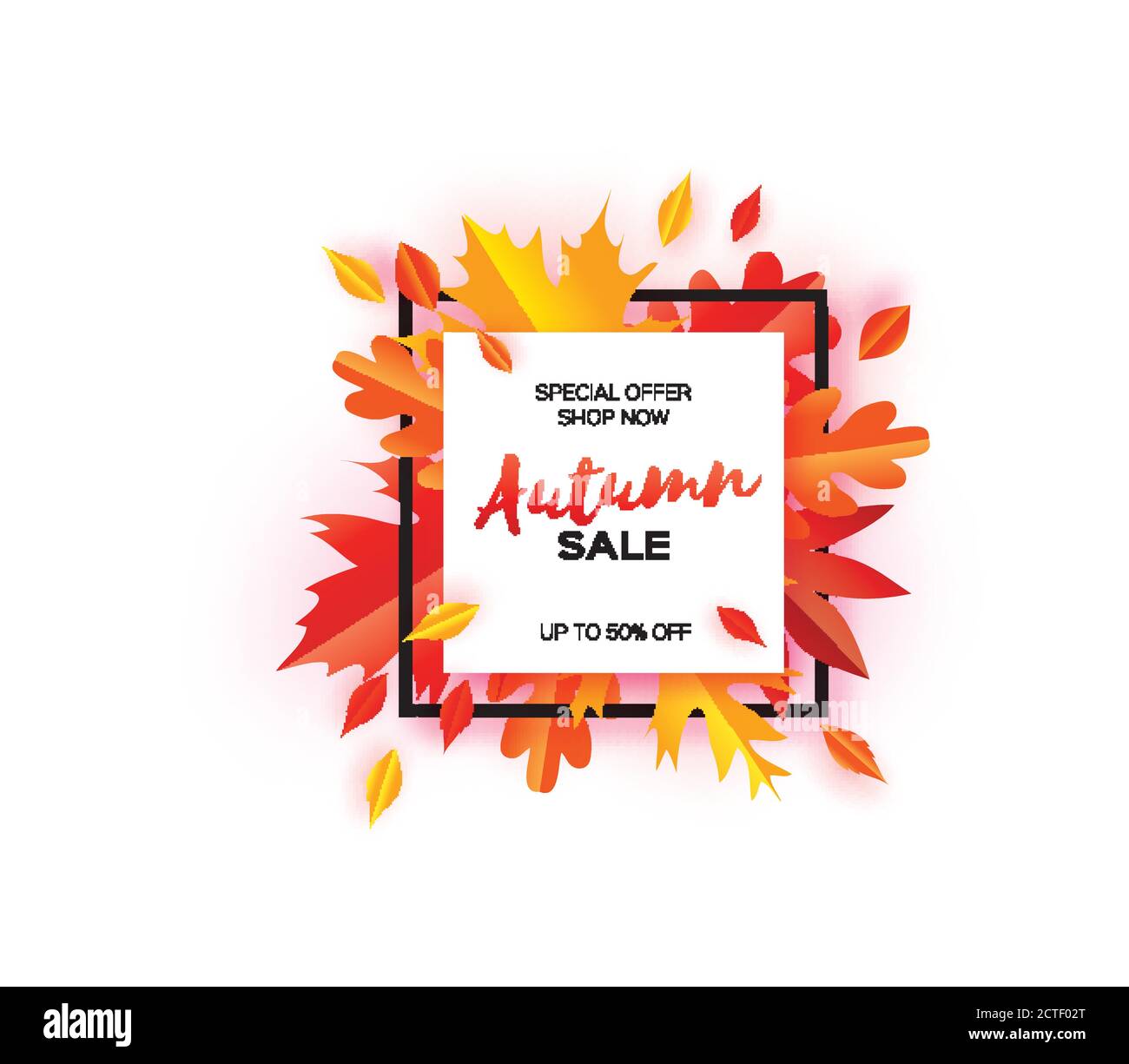 Beautiful Autumn paper cut leaves. Sale. September flyer template ...