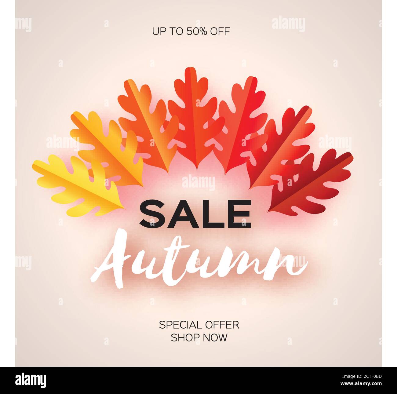 Autumn Sale Paper Cut leaves. September flyer template. Space for text ...