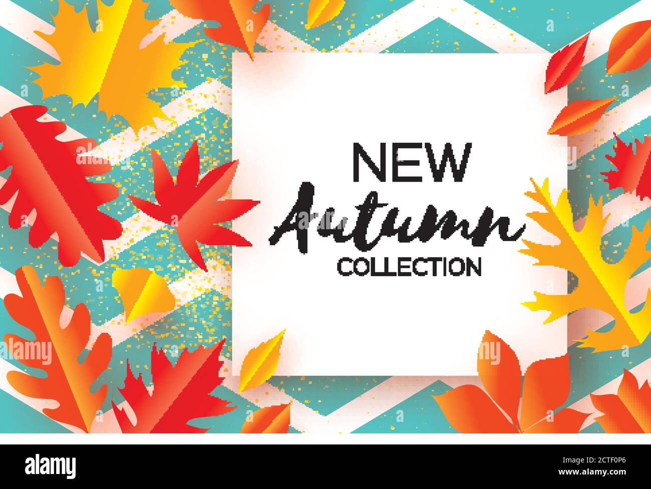 Beautiful Gold Autumn paper cut leaves. Hello Autumn. September flyer ...