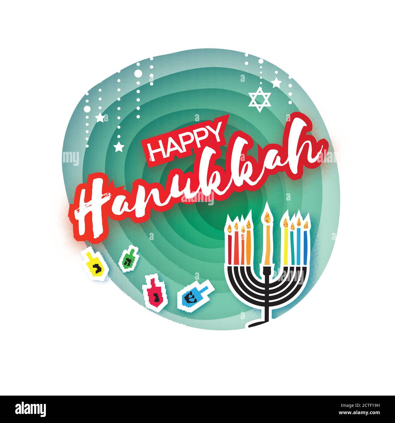 Origami Happy Hanukkah. Greeting card for the Jewish holiday. Menorah ...