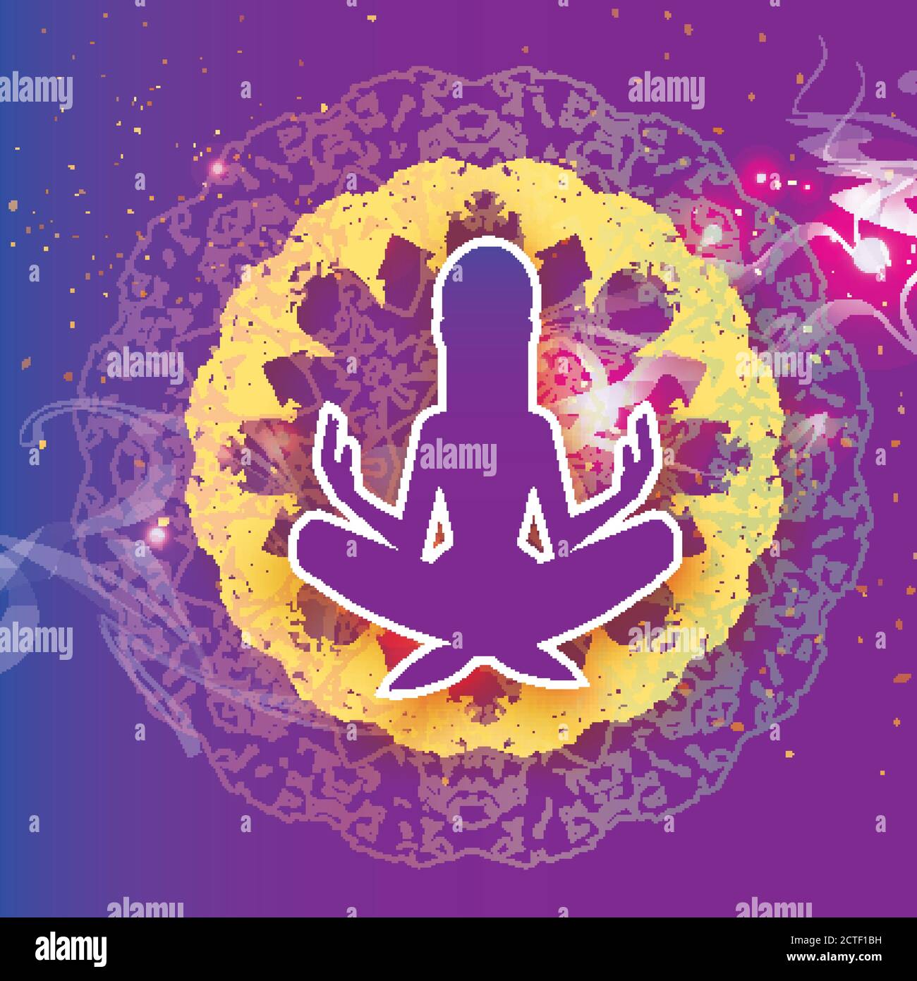 Woman Yoga. Beautiful girl silhouette. Relax. Lotus pose - Padmasana ...