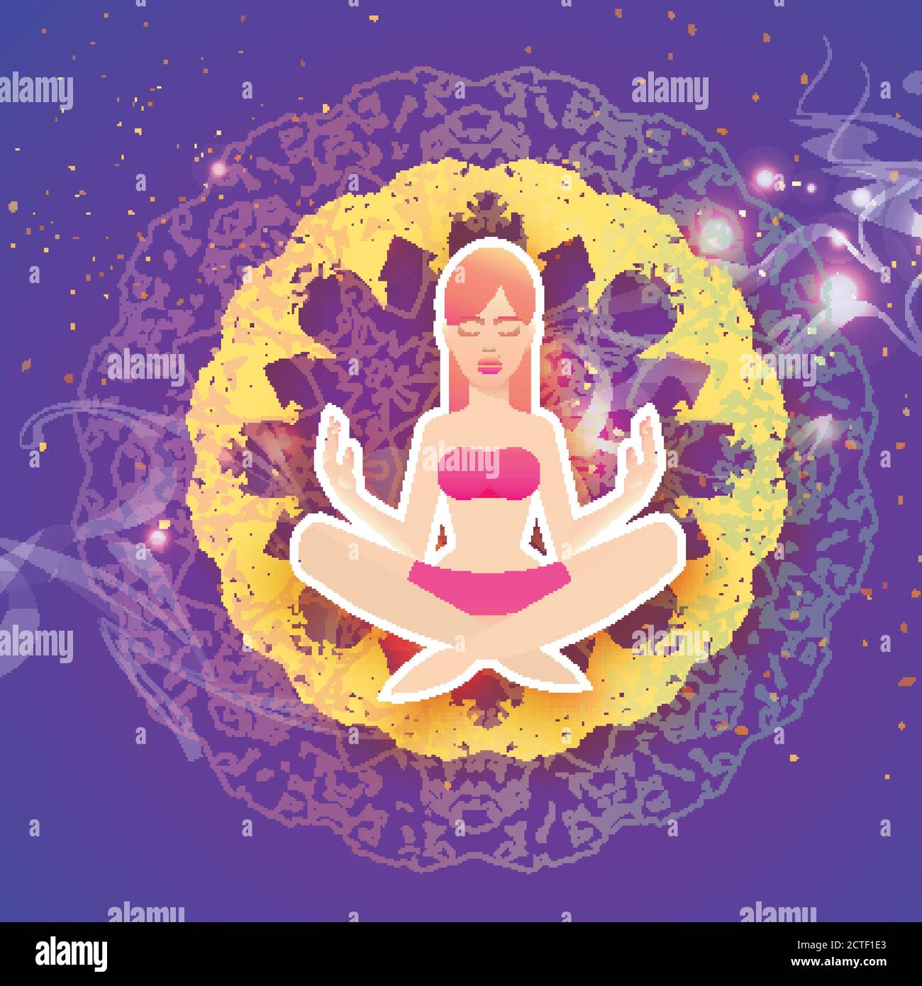 Woman Yoga. Beautiful girl. Relax. Lotus pose - Padmasana. Origami ...