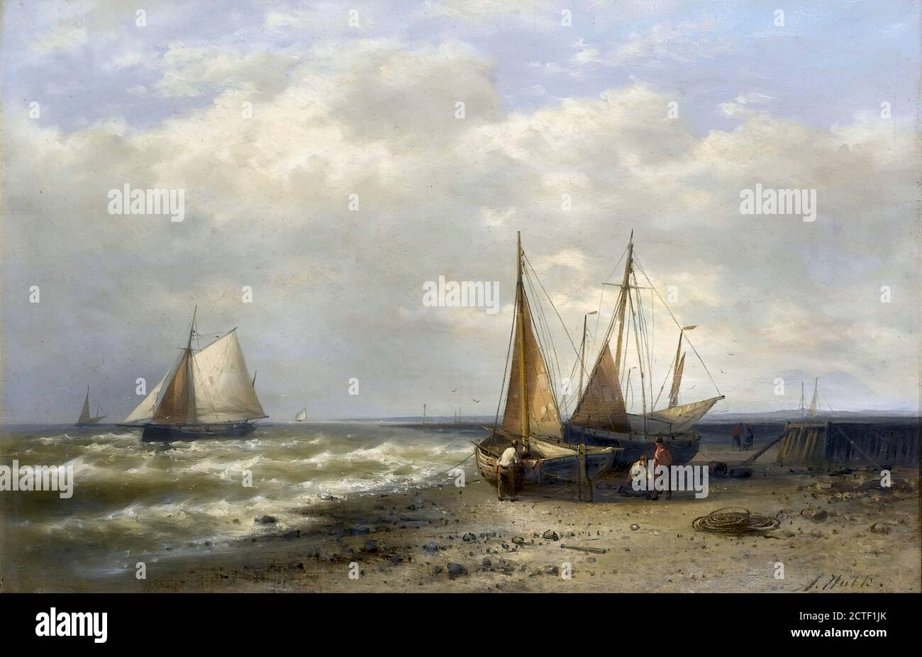 Hulk I Abraham - Low Tide - Dutch School - 19th Century Stock Photo - Alamy