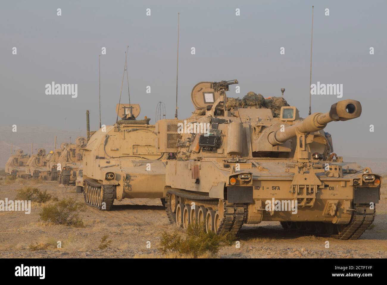 Vehicles with the 1st Battalion, 5th Field Artillery, 1st Infantry ...