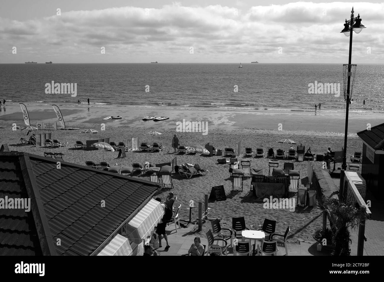 Sandown seafront Isle of Wight windbreaks deckchairs umbrellas sun ...