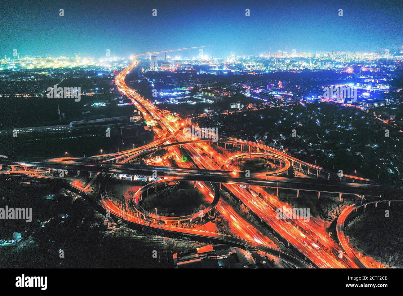 An aerial view of the Ningbo-Zhoushan Expressway, commonly referred to ...