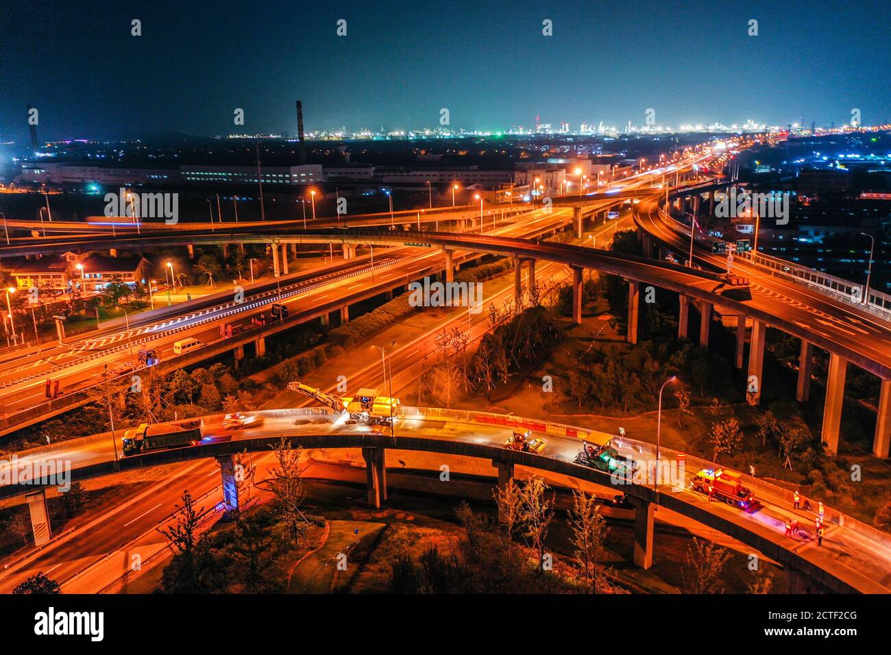 An aerial view of the Ningbo-Zhoushan Expressway, commonly referred to ...