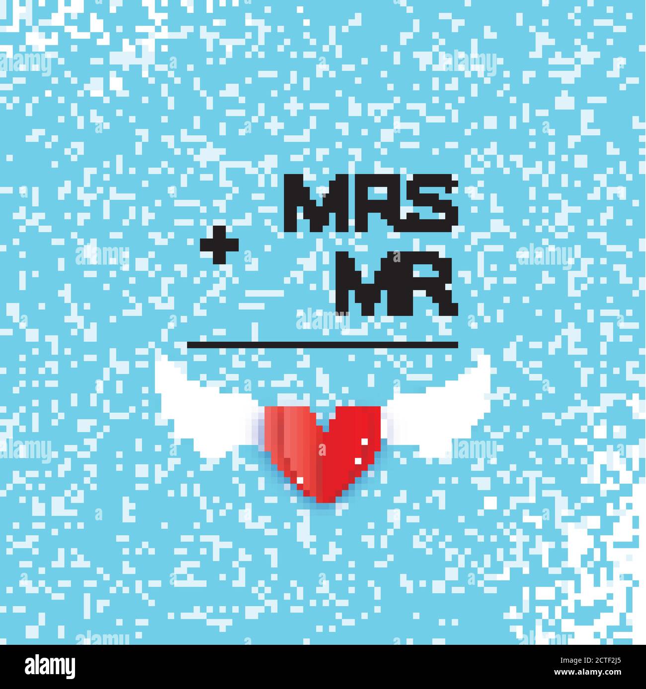 Mr and Mrs words. Mister plus Missis equal love on sky blue. Paper cut ...