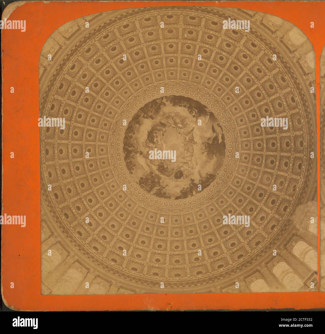 Dome of U.S. Capitol with allegorical painting by Constantino Brumidi ...