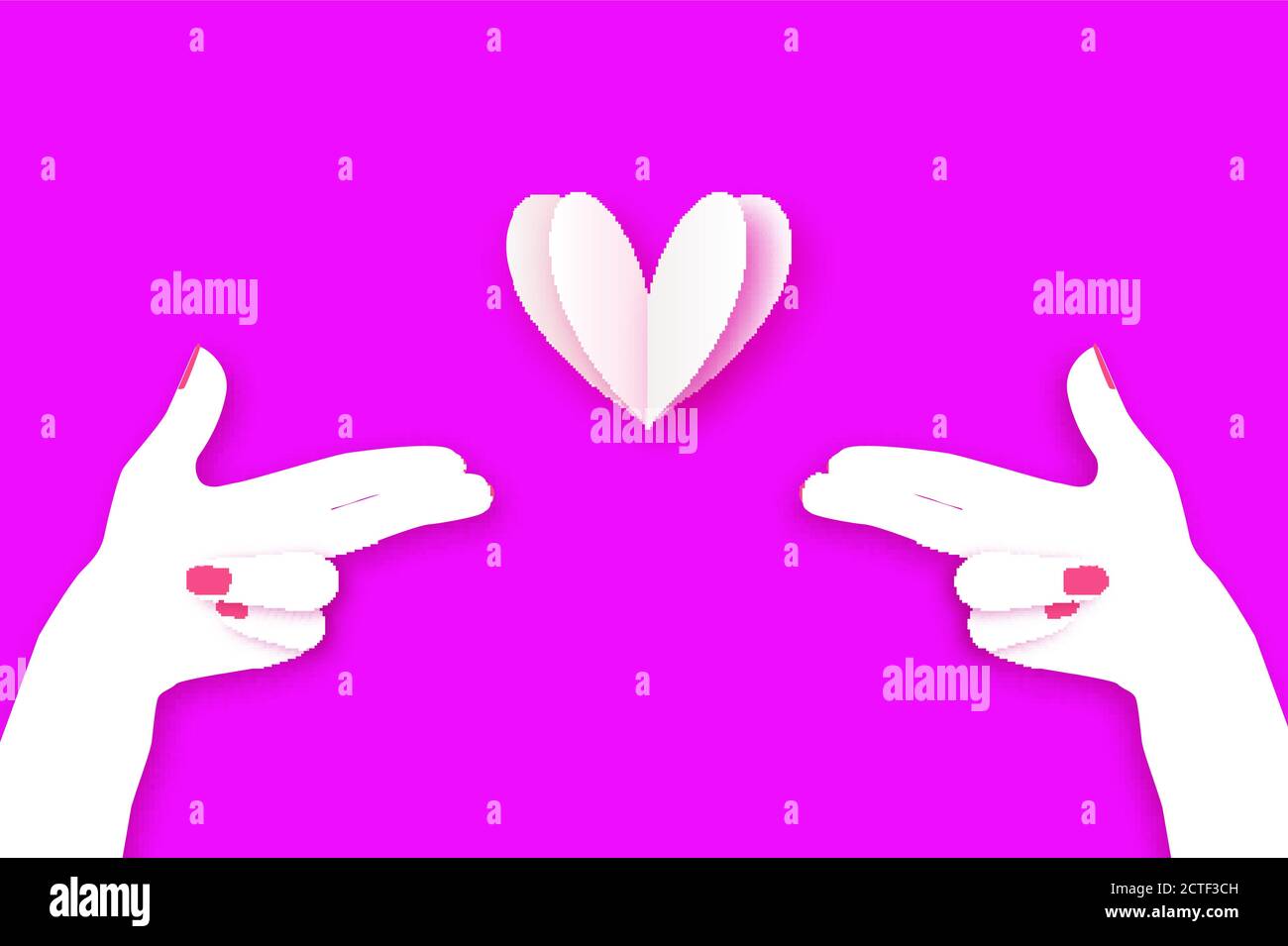 Woman hand making shape of pointed gun. Origami Female holding Two ...