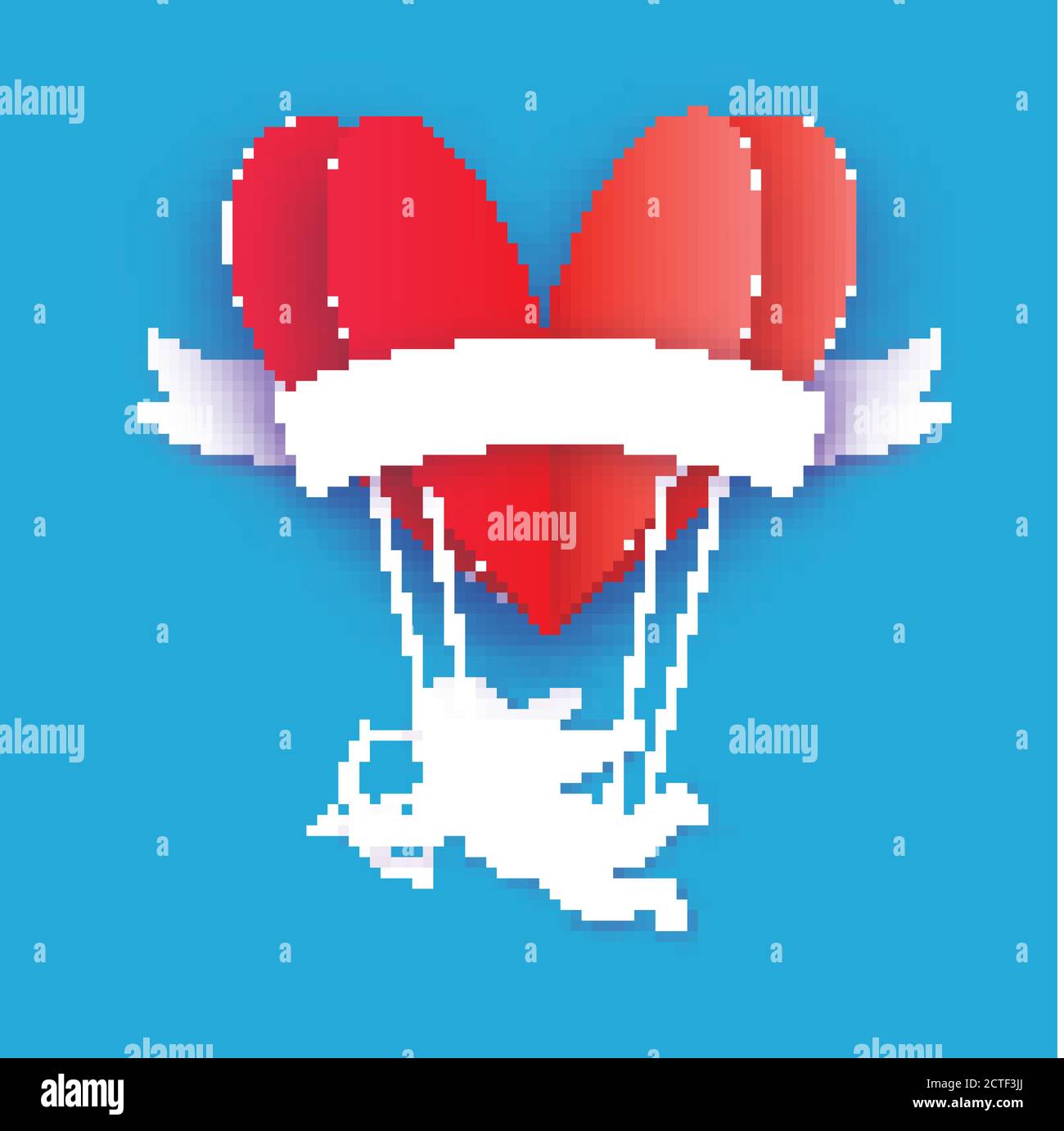 Flying Cupid - little angel. Love Red Heart in paper cut style. Origami ...