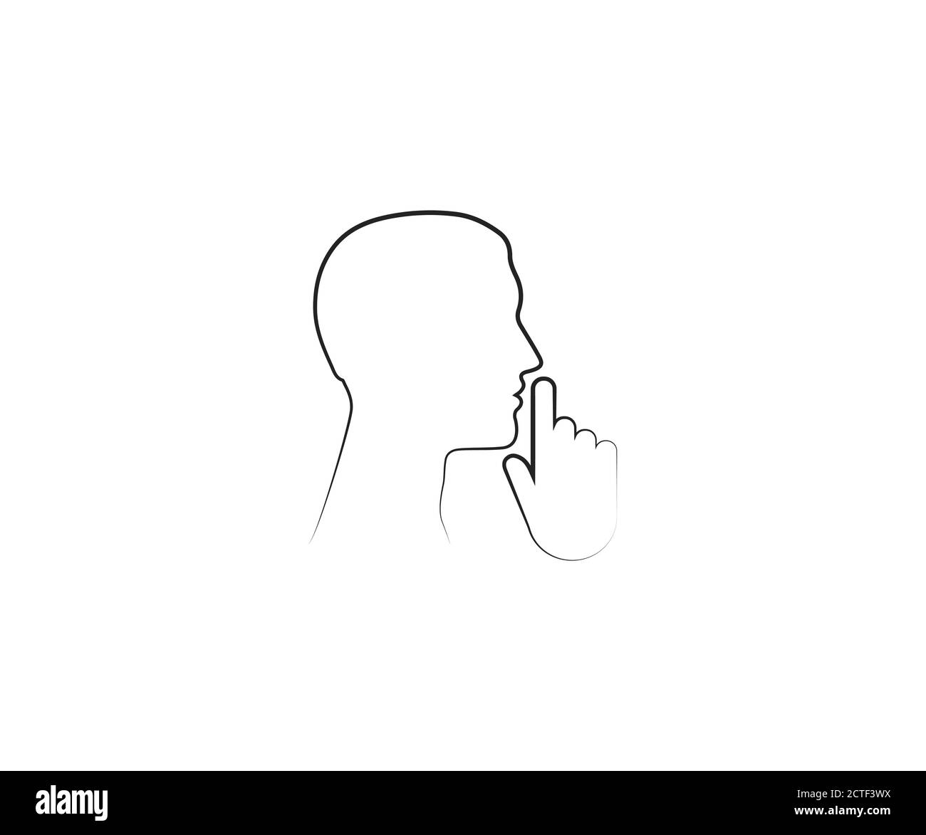 Mute, please silence, head, outline icon. Vector Stock Vector Image ...