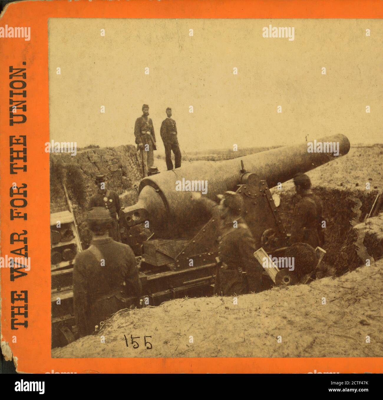 A 300 pounder (parrot gun Parrott rifle) on Morris Island, S.C., firing ...