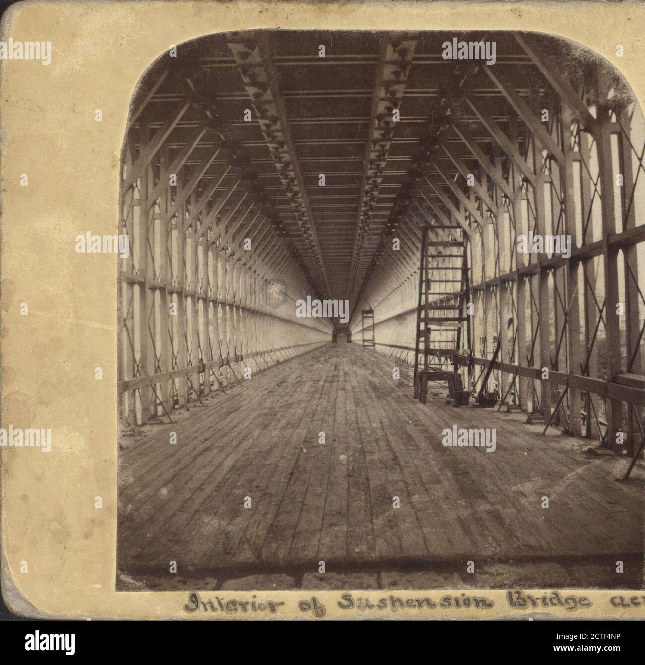 Interior of Suspension Bridge., Barnum, Deloss, New York (State ...
