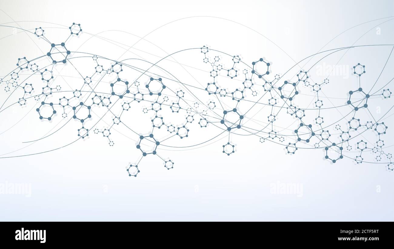 Science network pattern, connecting lines and dots. Technology hexagons ...