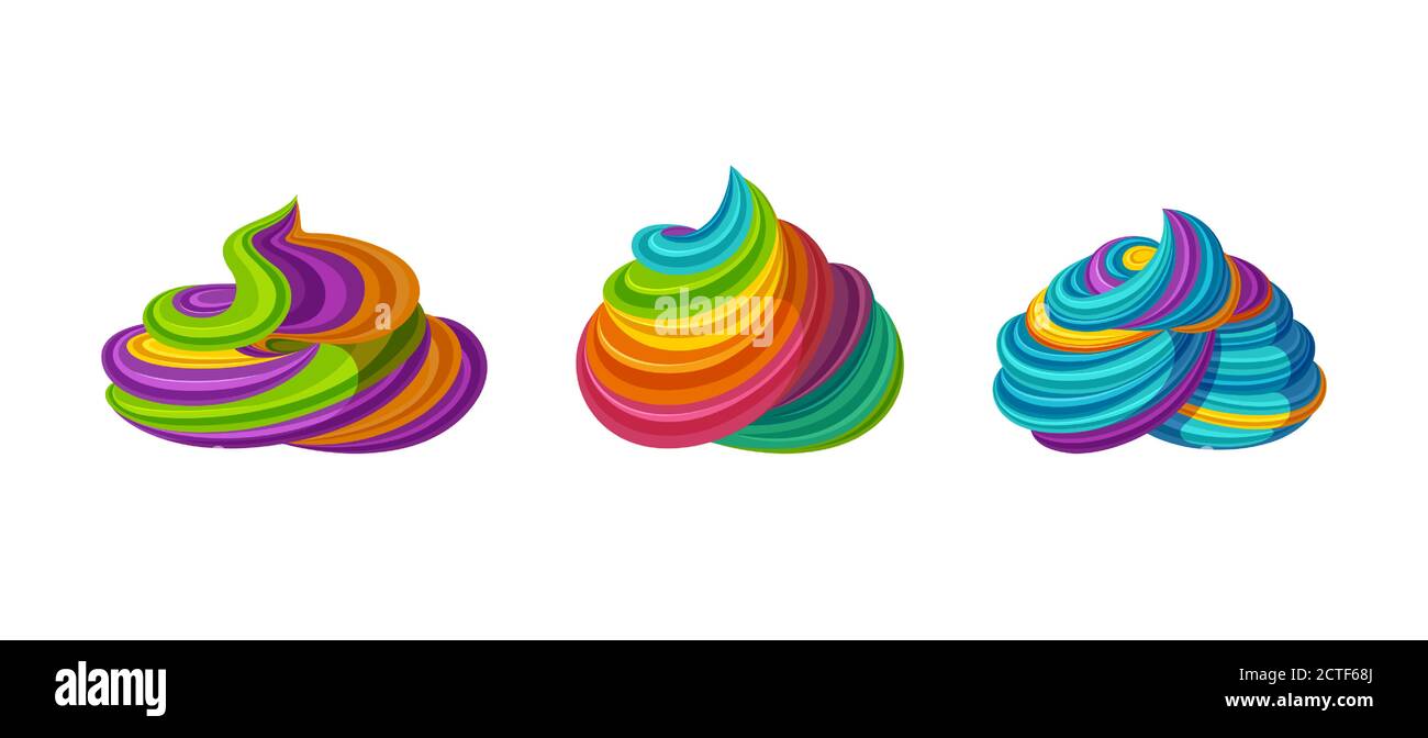 Swirled rainbow icing. Tasty cream for tarts and cupcakes. Vector ...