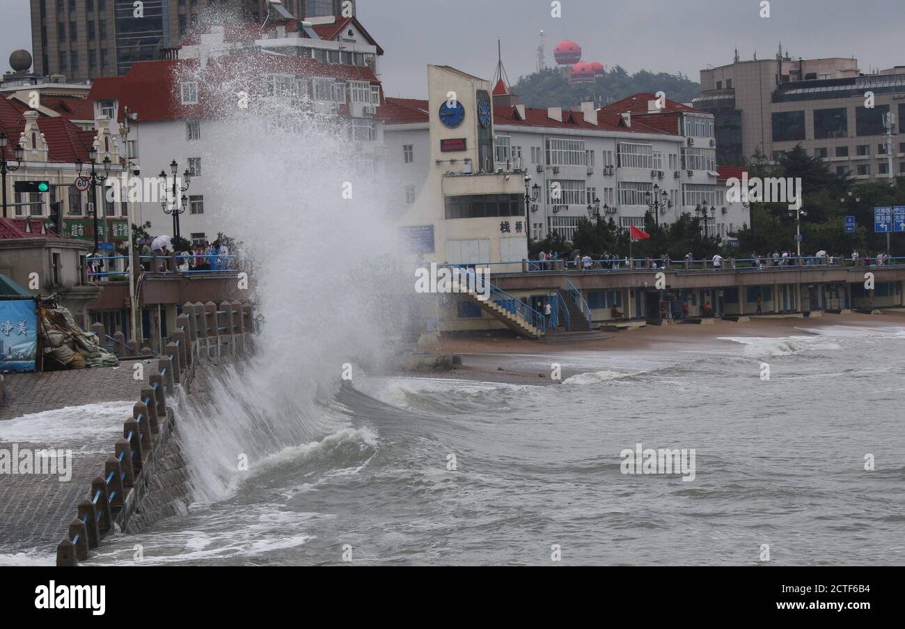 Huge waves continuously attack the shore as the strongest typhoon of ...
