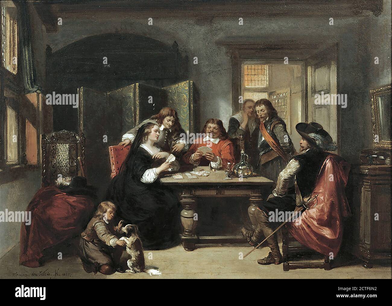 Kate Herman Ten - Gezelschap Bij Kaartspel - Dutch School - 19th ...