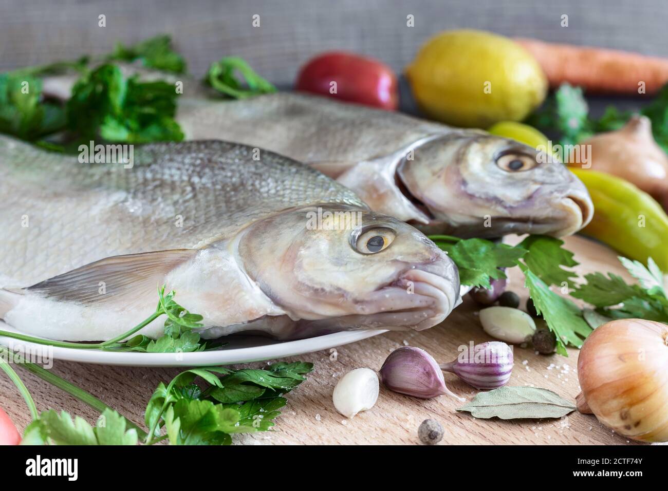 Large river fish bream cooked for frying Stock Photo - Alamy