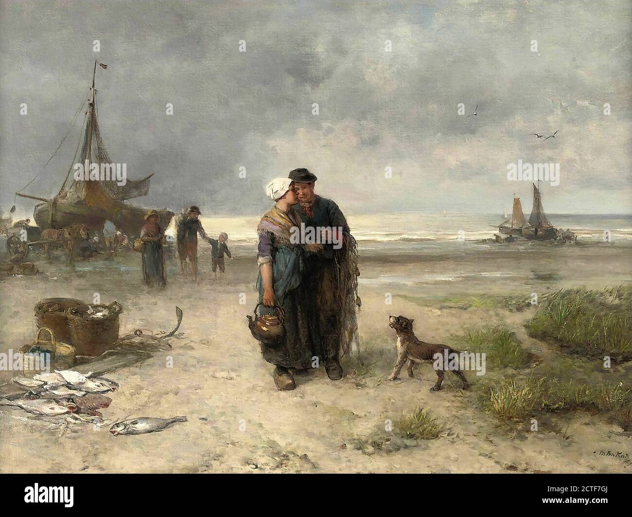 Kate Mari Ten - a Safe Return - Dutch School - 19th Century Stock Photo ...